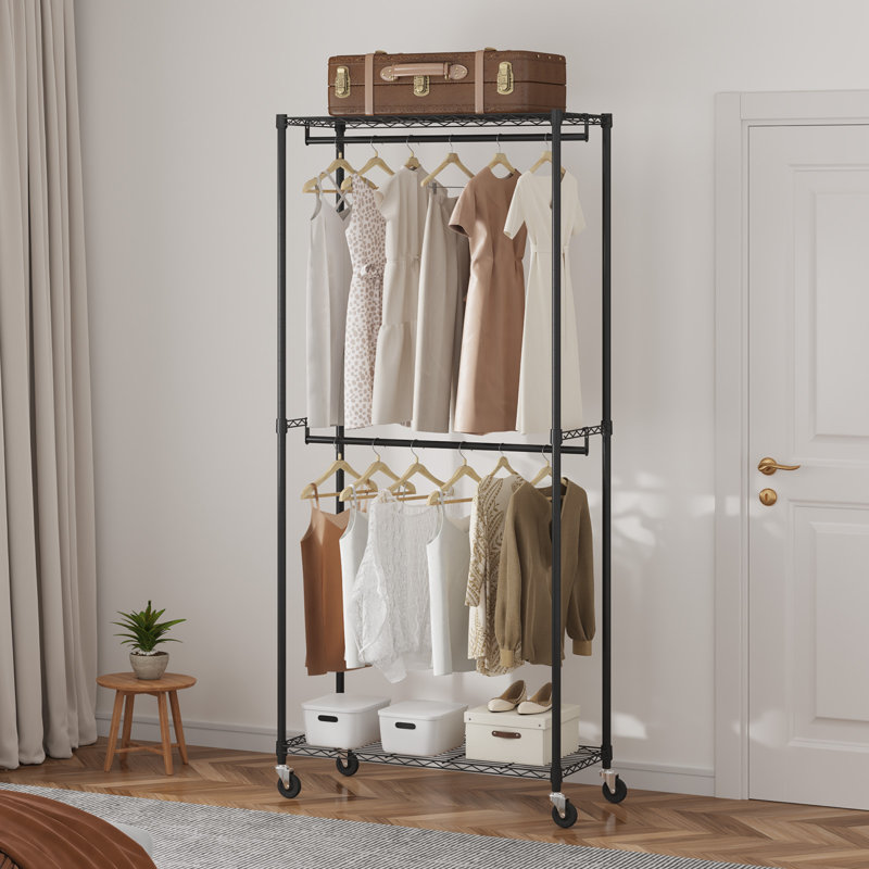 Rebrilliant Mehmed 36'' Metal Rolling Clothes Rack | Wayfair