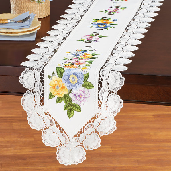 August Grove® Austreng Novelty Floral Polyester Table Runner | Wayfair