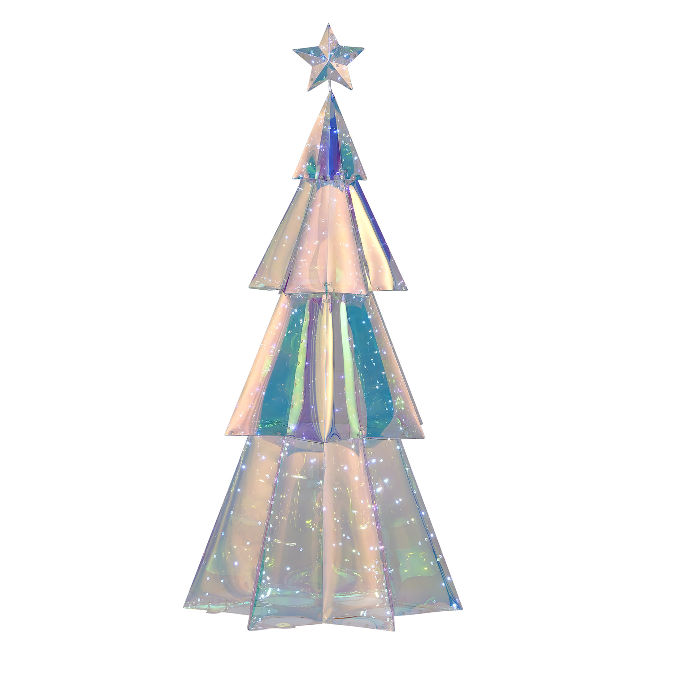 The Holiday Aisle® Prismatic Iridescent Christmas Tree 45", LED Lights ...