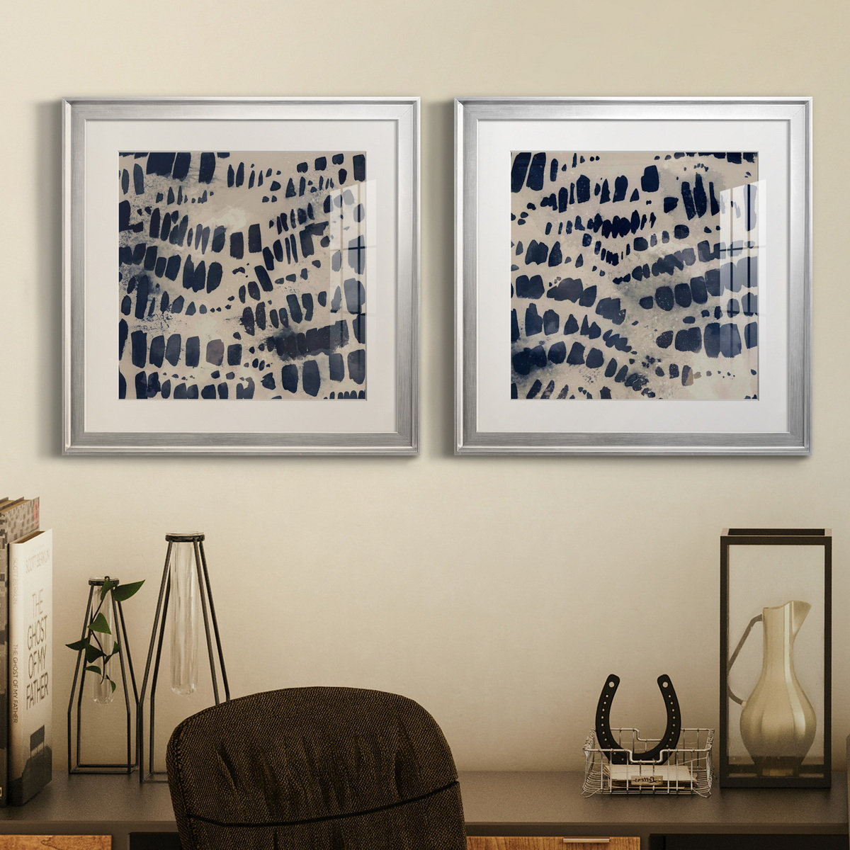 Ivy Bronx Indigo Markings I - 2 Piece Picture Frame Painting Print Set ...