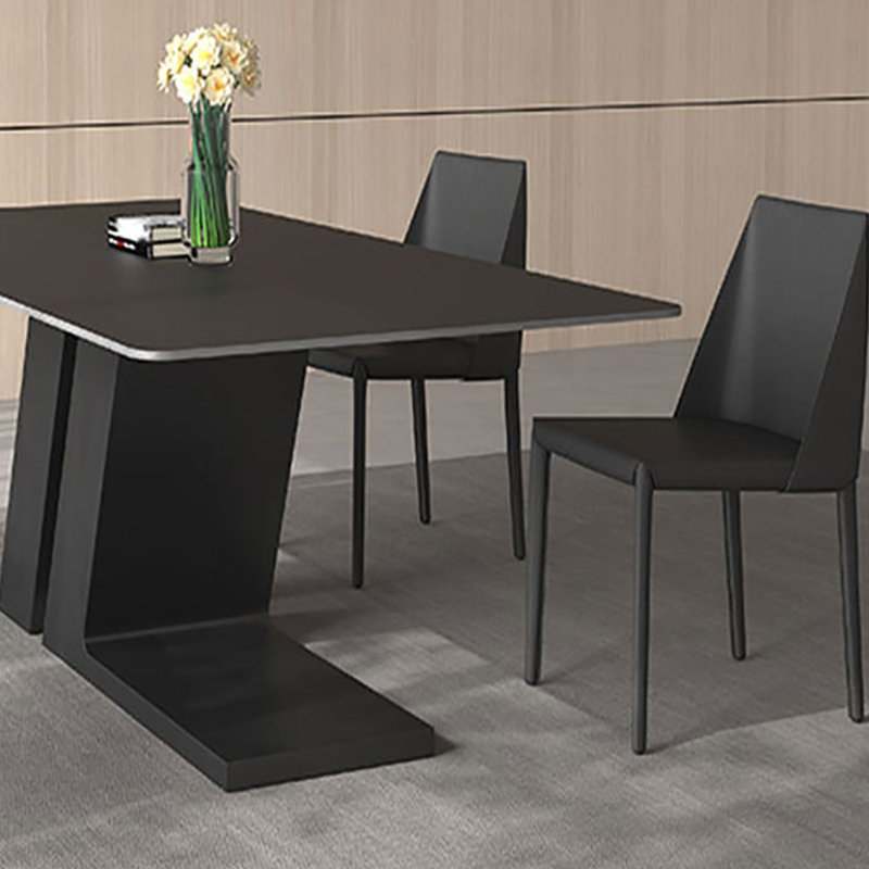 Beicang Home Modern Black Slate Dining Table with Steel Base | Wayfair