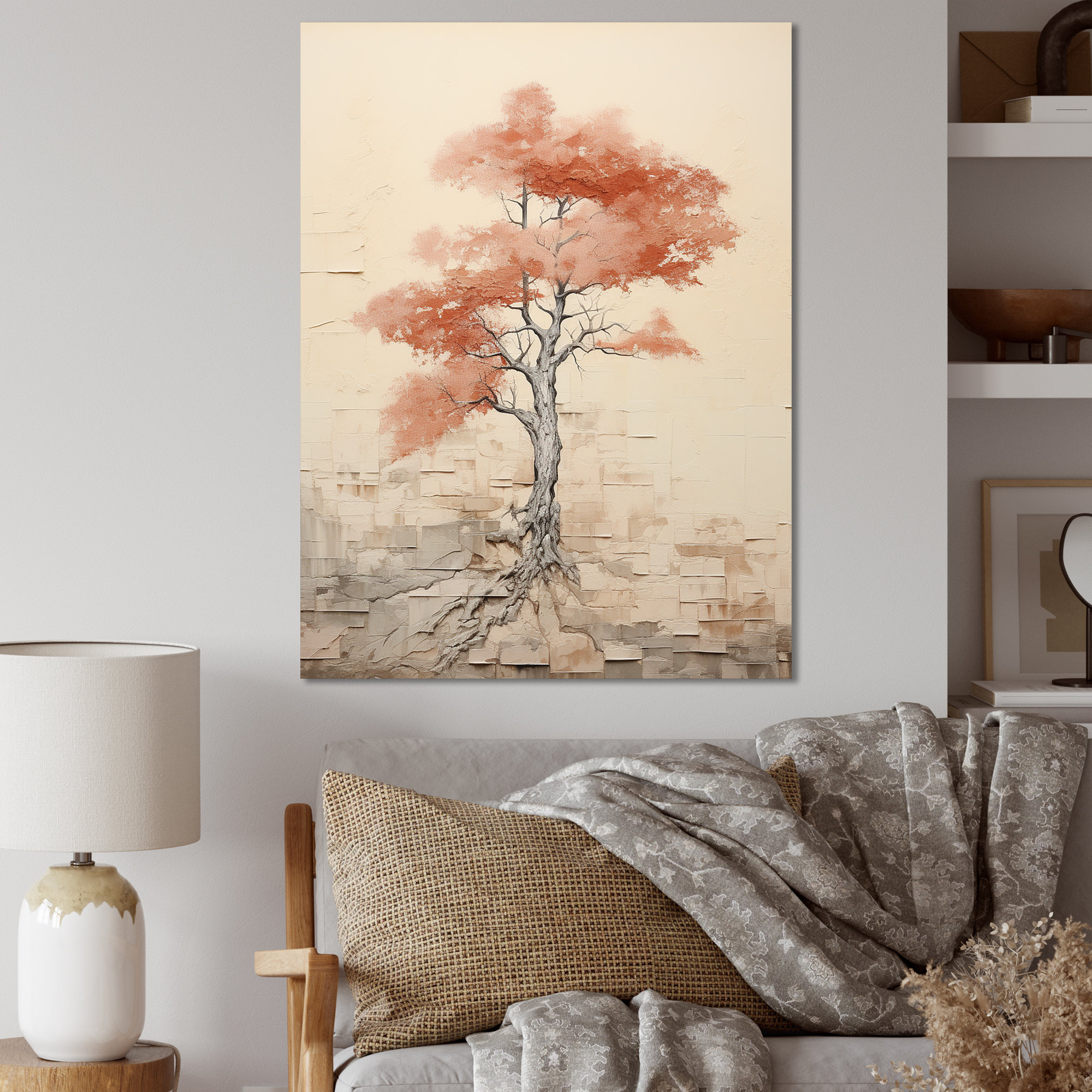 Winston Porter Minimalism Red And Beige Redwood Tree - Tree Redwood ...