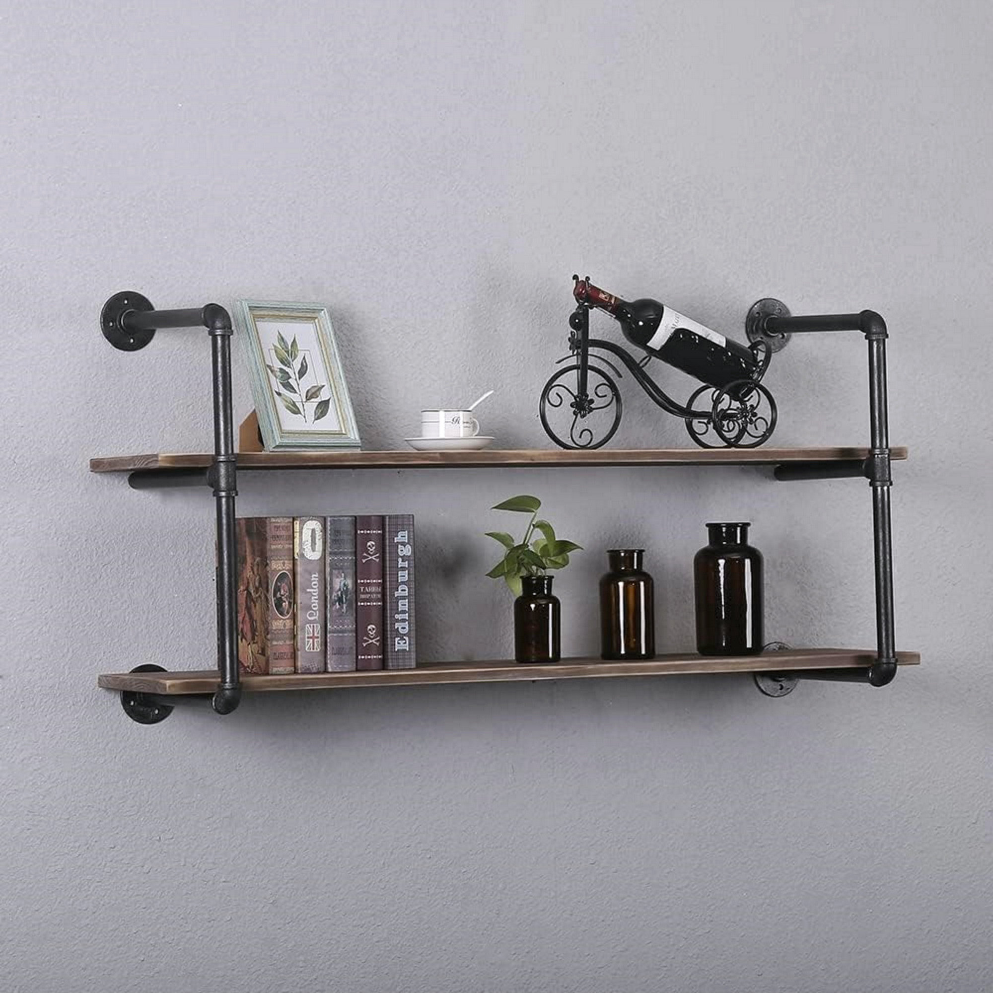 Williston Forge Industrial Pipe Shelving Wall Mounted,Metal Floating ...
