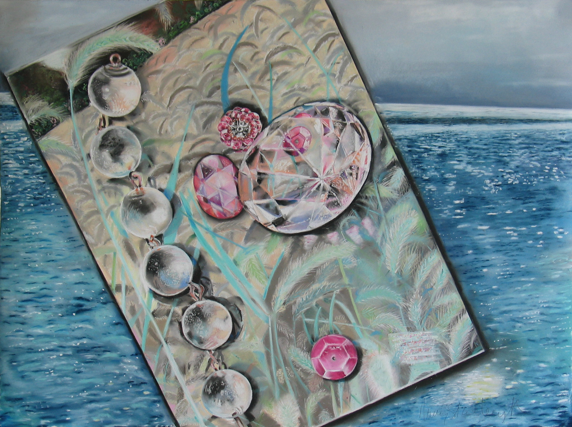 Platinum Art Group Nancy Staub Laughlin " Pink Diamond And Sequin " by ...