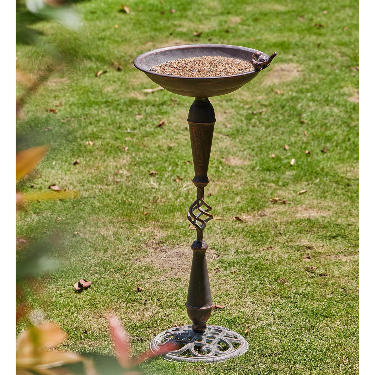 Charlton Home 27.5’’H Cast Iron Pedestal Bird Bath,Metal Bird Baths For ...