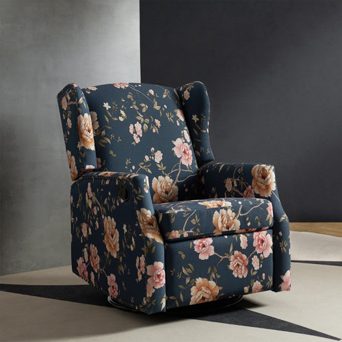 Wildon Home® Dudden Floral Printed Wingback Swivel Rocker Recliner with ...