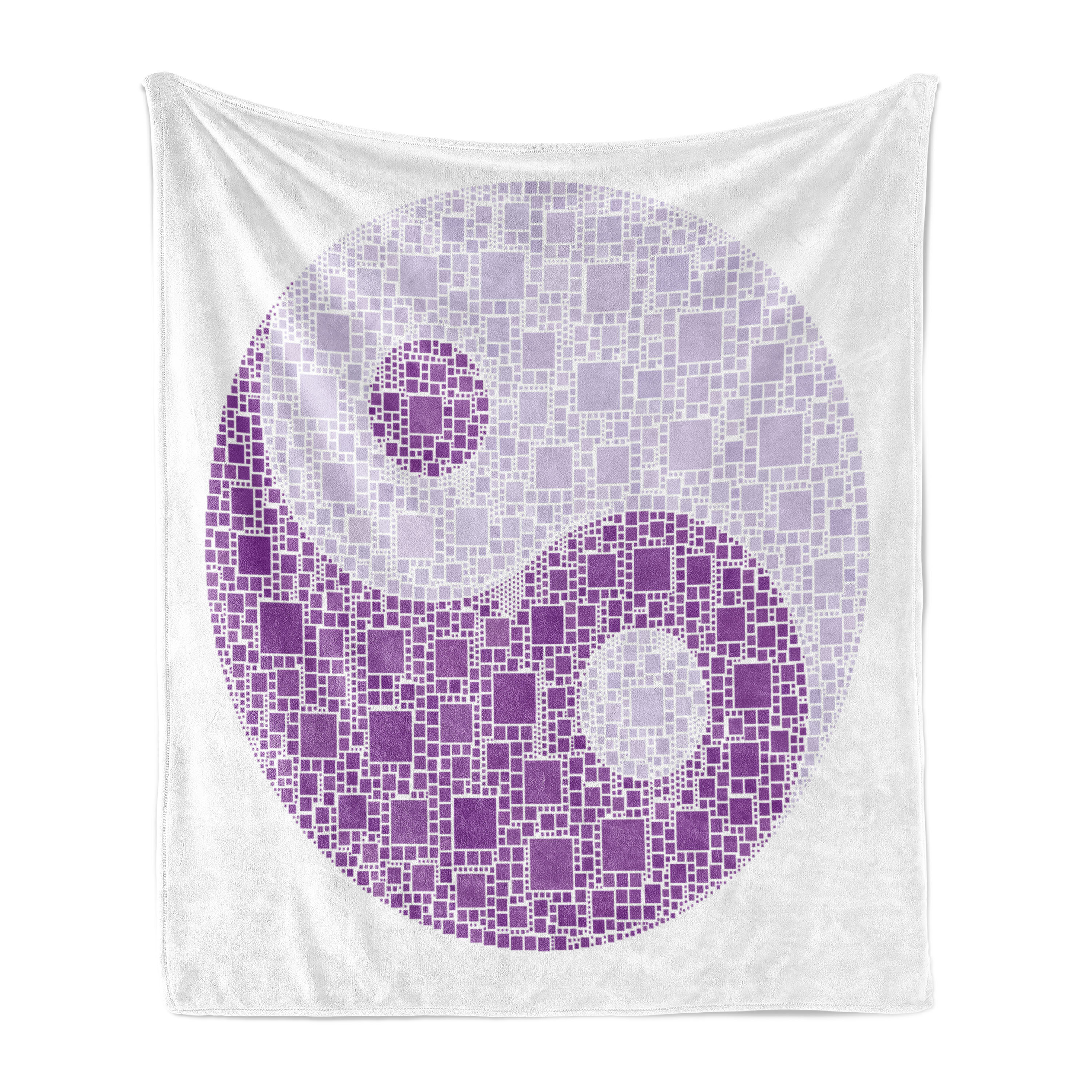 Ambesonne Yin Yang Fleece Throw Blanket Graphic Yin Yang Tile Violet ...