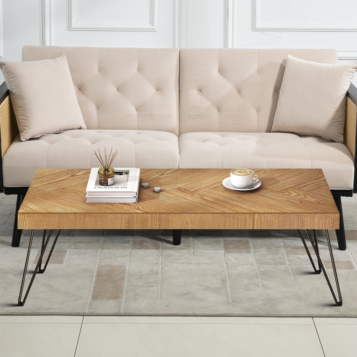 17 Stories Balmung Modern style coffee table with metal legs suitable ...