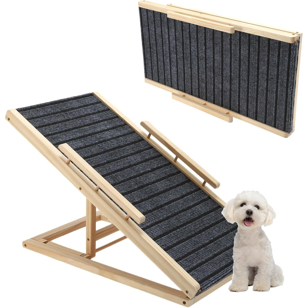 Archie & Oscar™ Adjustable Wooden Pet Ramp – for Dogs and Cats, Non ...