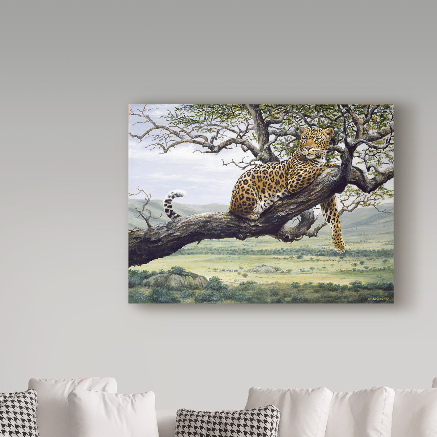 Ebern Designs Yand 'Leopard in Tree' Acrylic Painting Print on Wrapped ...