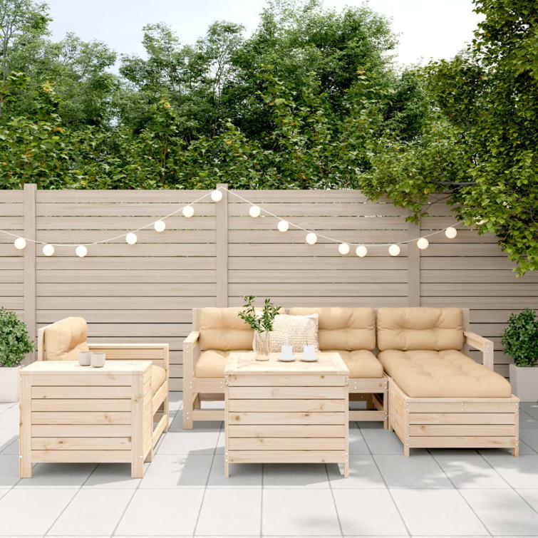 Lily Manor 7 Piece Garden Sofa Set Solid Wood Douglas Fir | Wayfair.co.uk