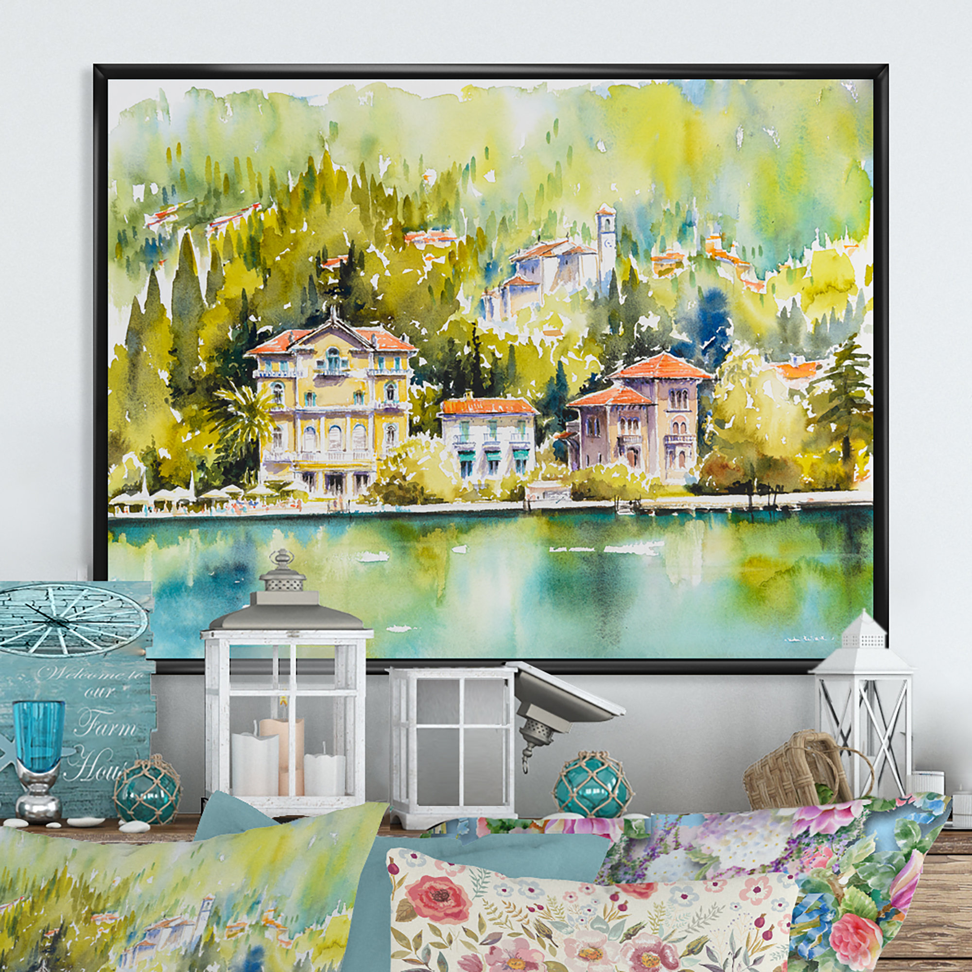 Winston Porter Beautiful Summer Lake House - Floater Frame Print on ...