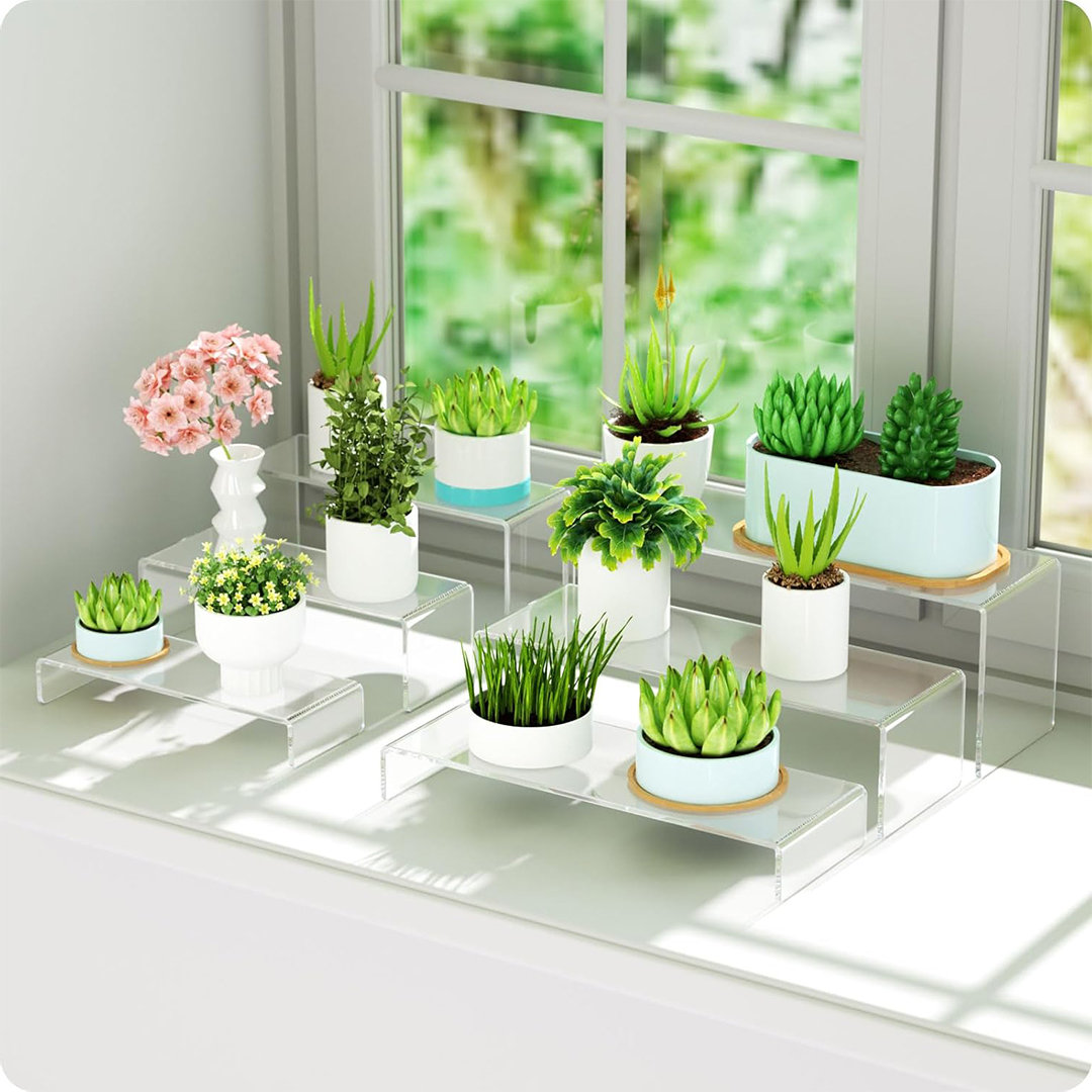 Rebrilliant 6 Pcs Acrylic Monitor Stand,2 Set Clear Rectangular Stands ...