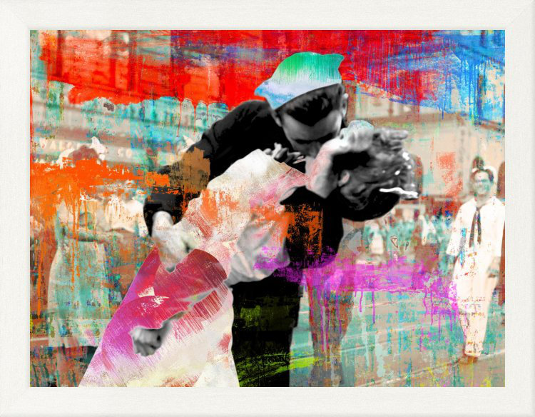 East Urban Home 'Kissing the War Goodbye 2.0' Framed Oil Painting Print ...