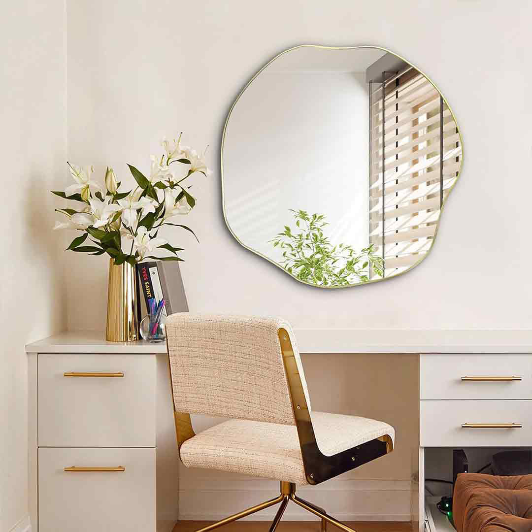 Ivy Bronx Irregular Shaped Mirror, 25" Asymmetrical Mirrors, Modern ...