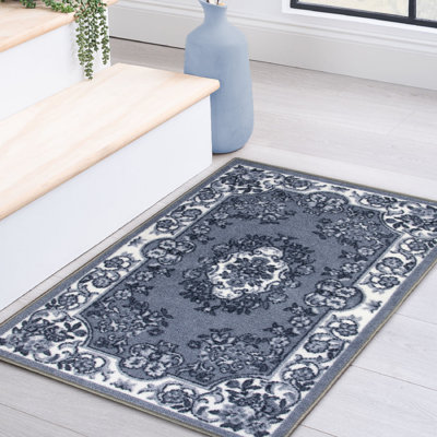 Charlton Home® Meredith Classic Floral Scroll Border NonSlip Indoor ...