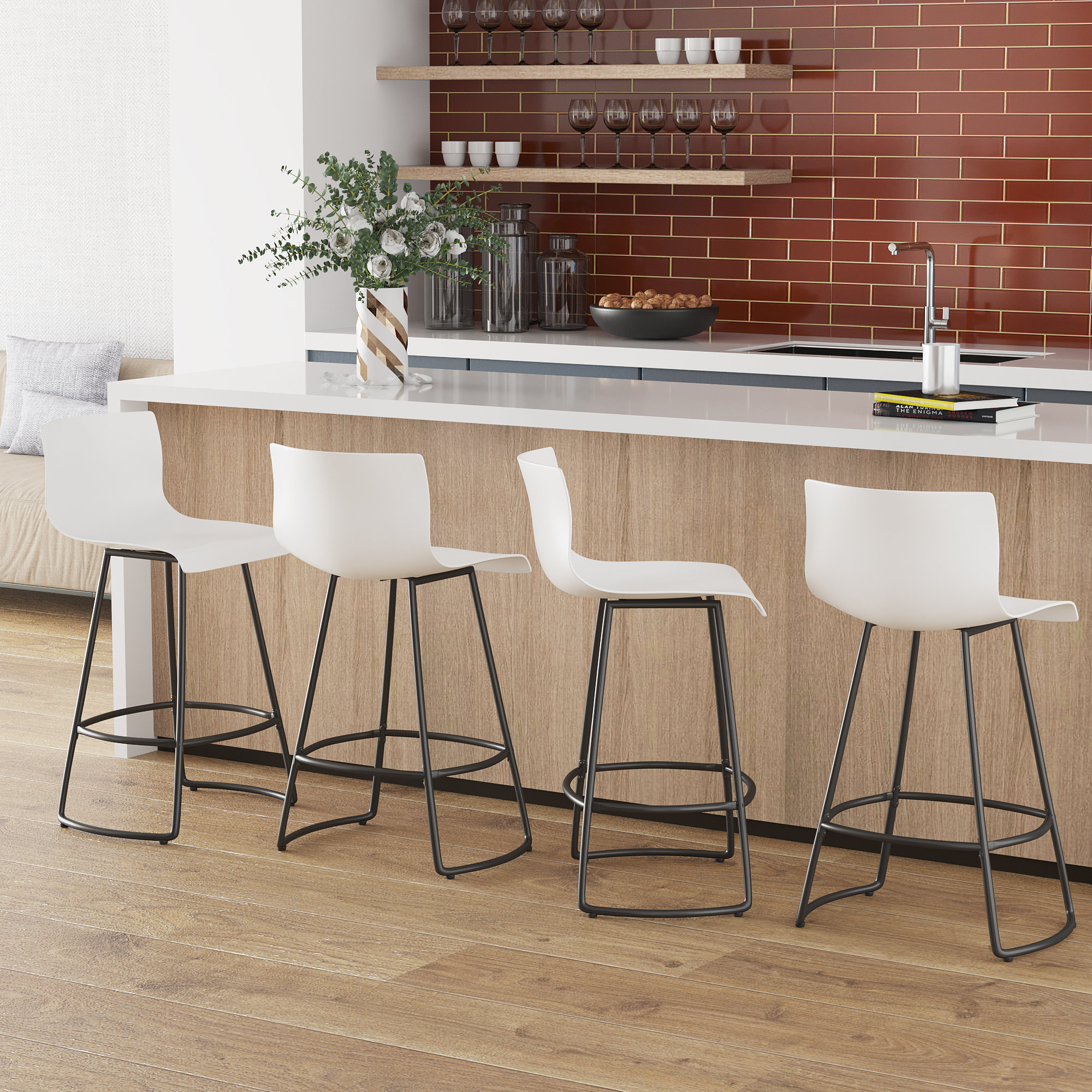 Wade Logan® Cleek Swivel Counter Stool with Metal Frame & Reviews | Wayfair