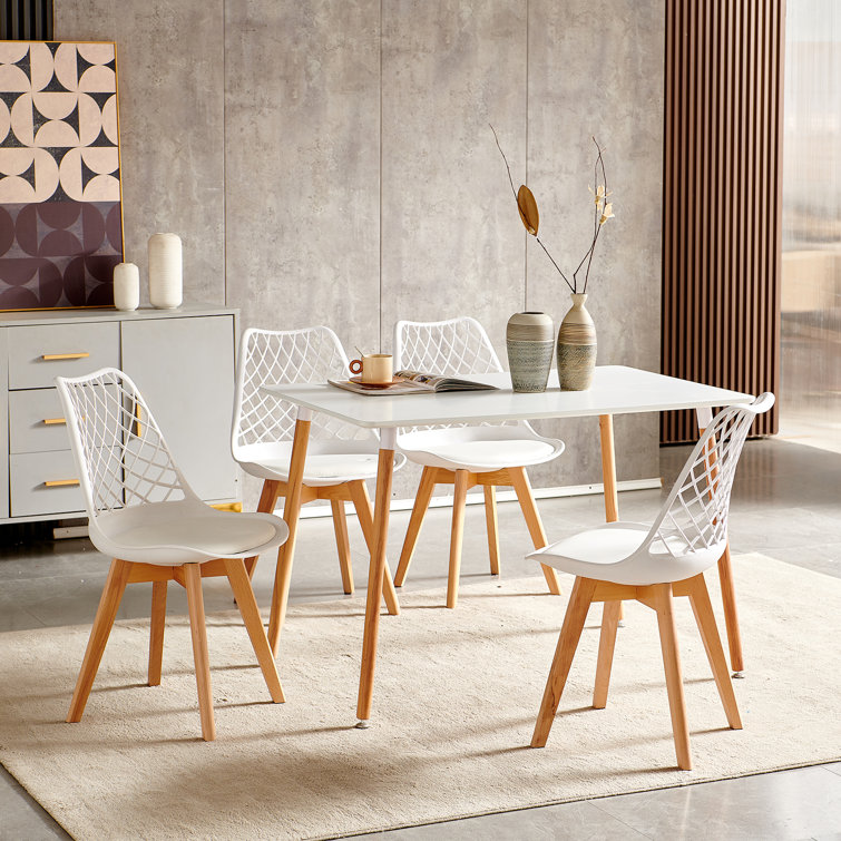 George Oliver 43cm H Upholstered Cross Back Side Chair in White ...