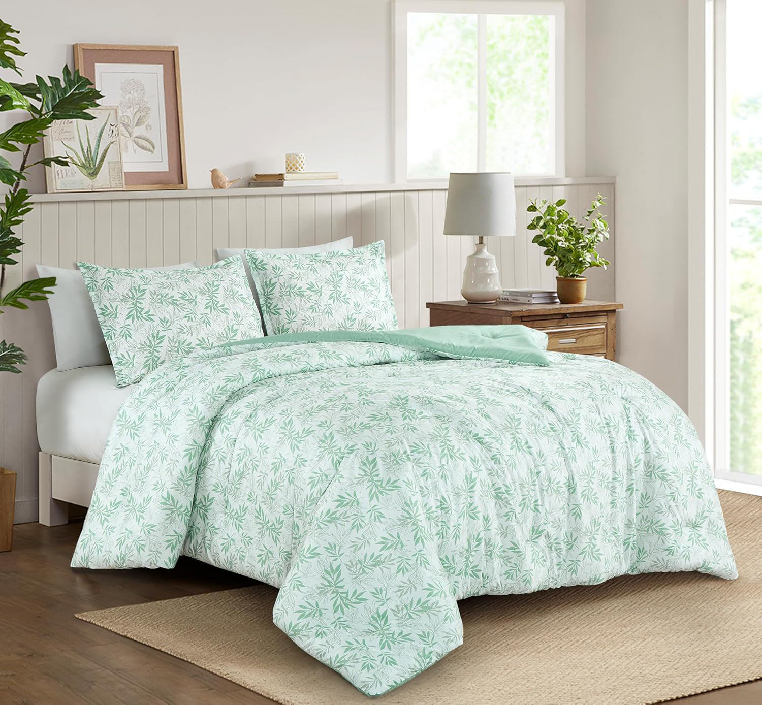 Chezmoi Collection Venus Floral Leaves Printed Microfiber Comforter Set ...