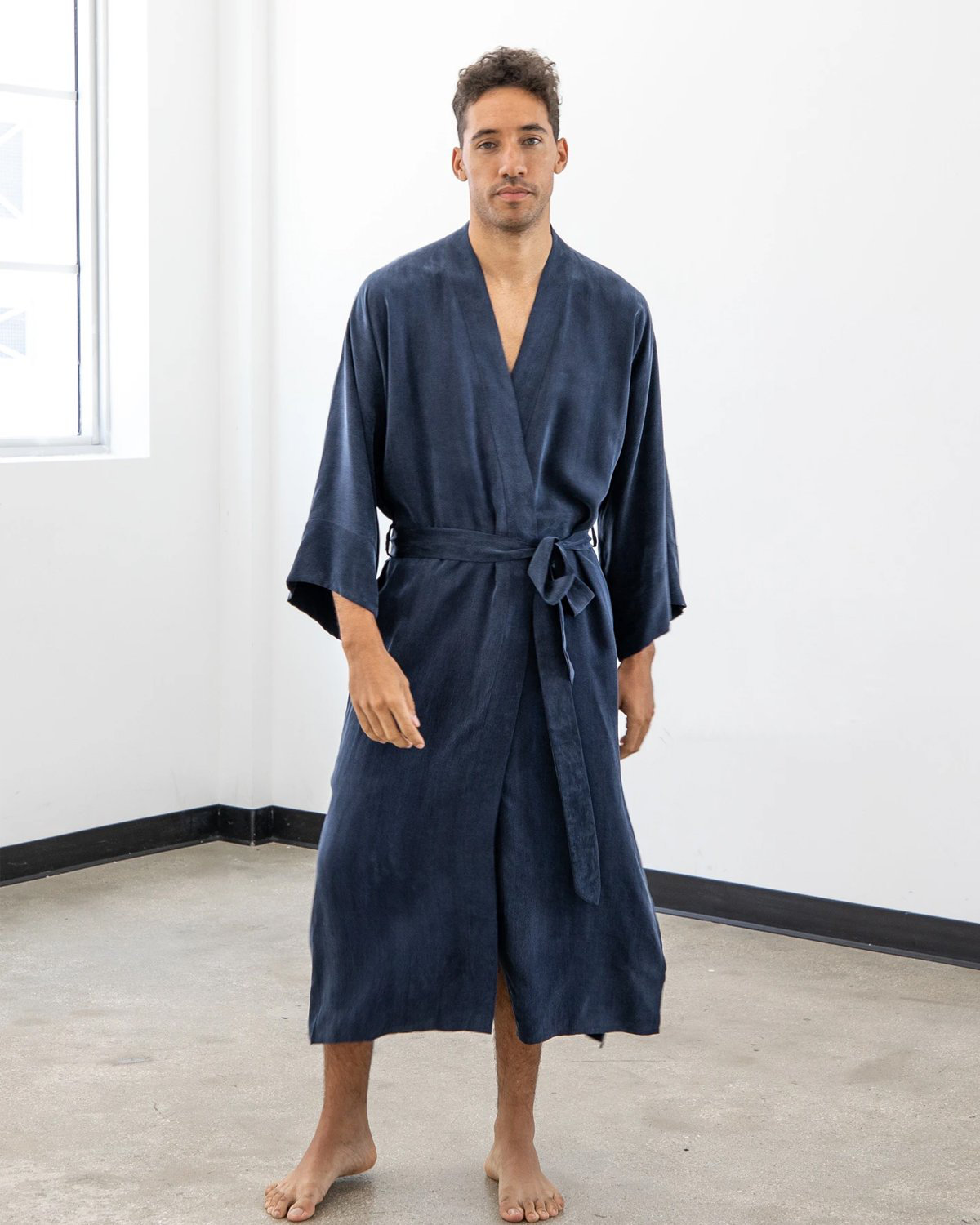 Eider & Ivory™ Men’s Kimono Robe Midnight Blue | Wayfair