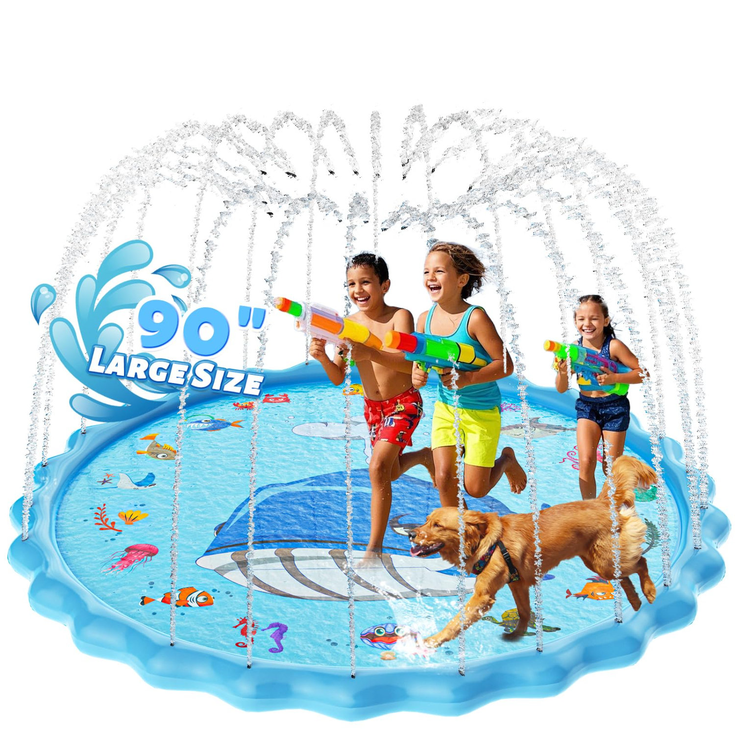 ENOLIL 90" Splash Pad for Kids, Inflatable Wading Pool | Wayfair