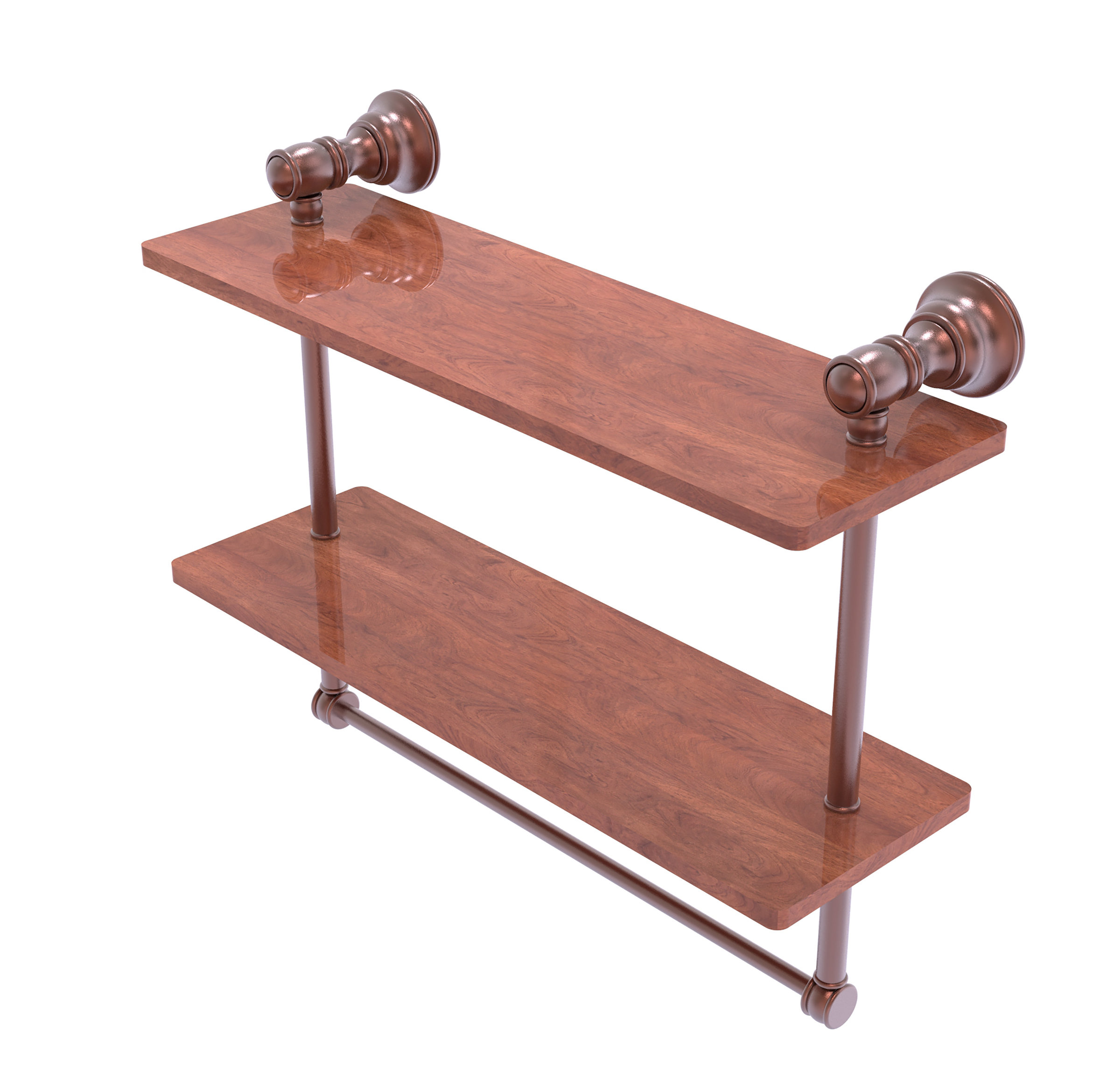 Charlton Home® Freyja 2 Piece Solid Wood Tiered Shelf with Towel Bar ...