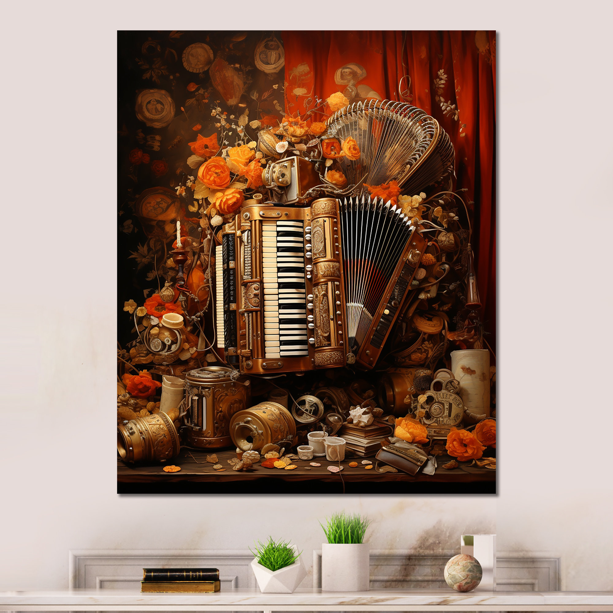 Red Barrel Studio Bellows Breath Antique Amber - Music Metal Wall Art ...