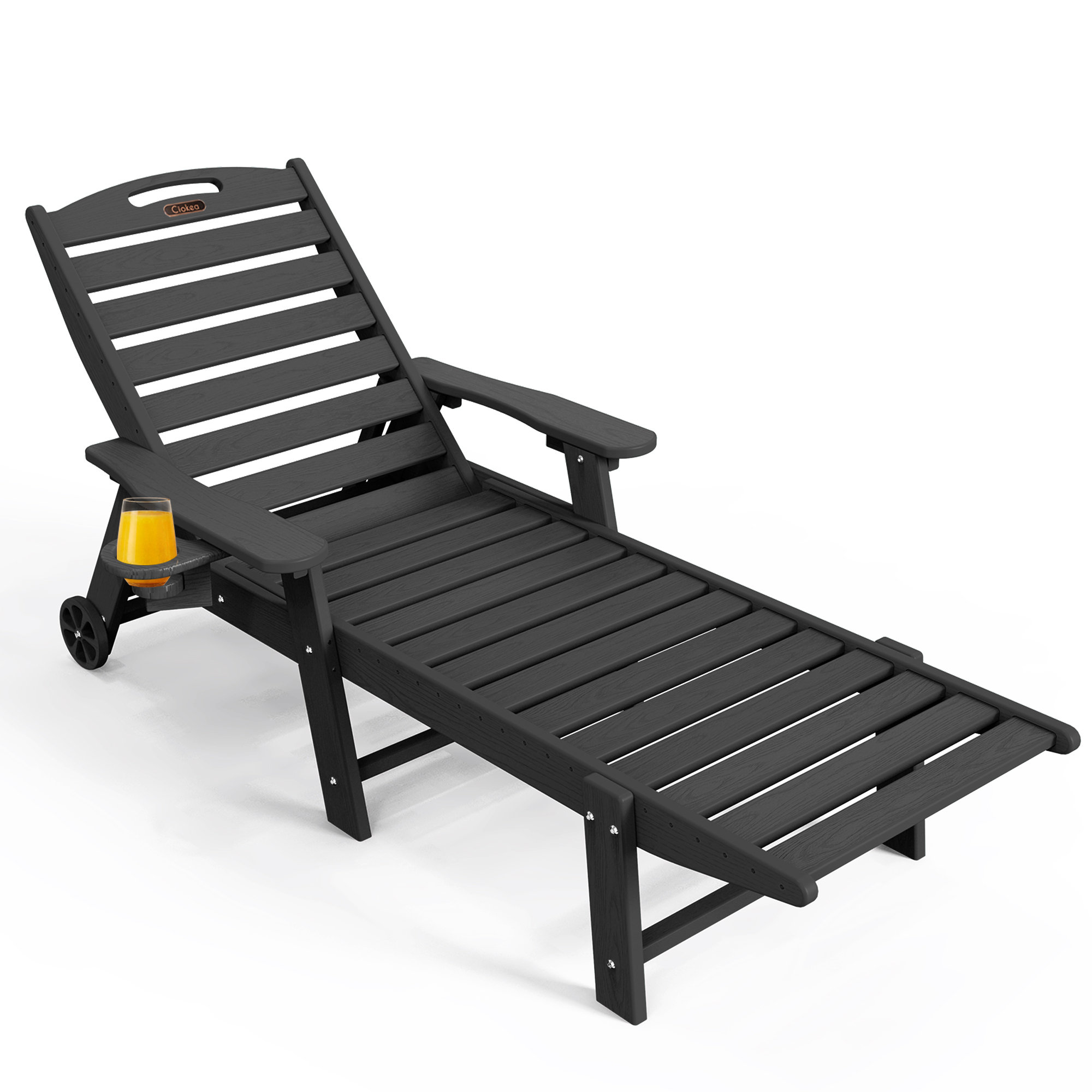 Highland Dunes Wheels Lounge Chaise Outdoor Wood Texture Pool Lounge ...