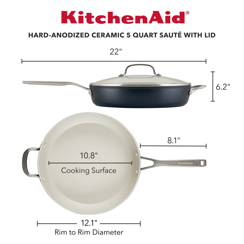 KitchenAid® Hard Anodized Ceramic Nonstick Saute Pan with Lid, 5-Quart ...