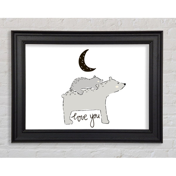 Happy Larry Bear Family Moon Framed Print | Wayfair.co.uk