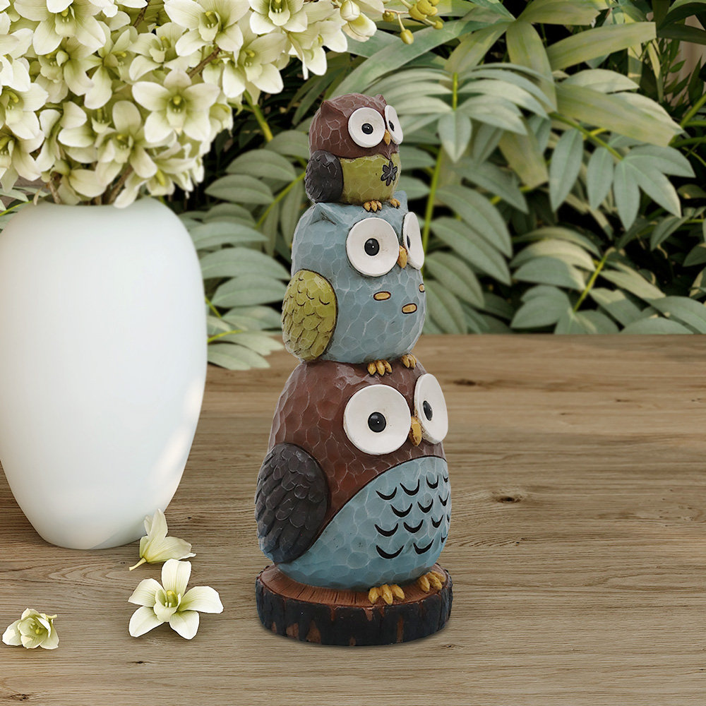 The Twillery Co.® Cordele 18" H Stacking Owls Sculpture Garden Statue ...