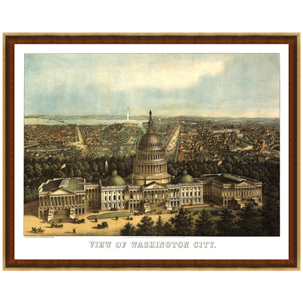 Alcott Hill® Bird's Eye View Historic Map Of Washington 1871 Framed On ...