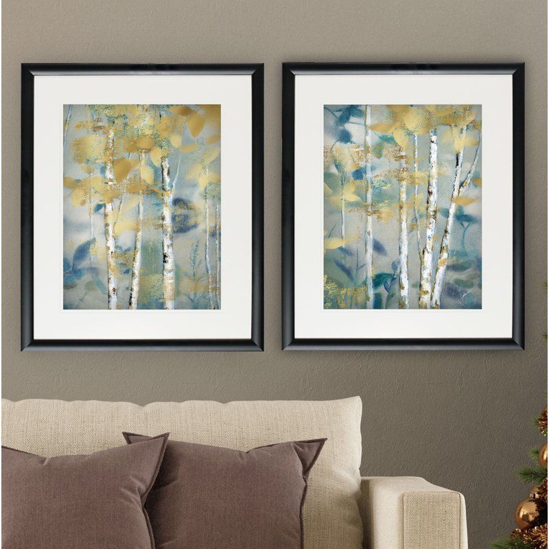 Lark Manor™ 'Gilded Forest' 2 Piece Framed Acrylic Painting Print Set ...