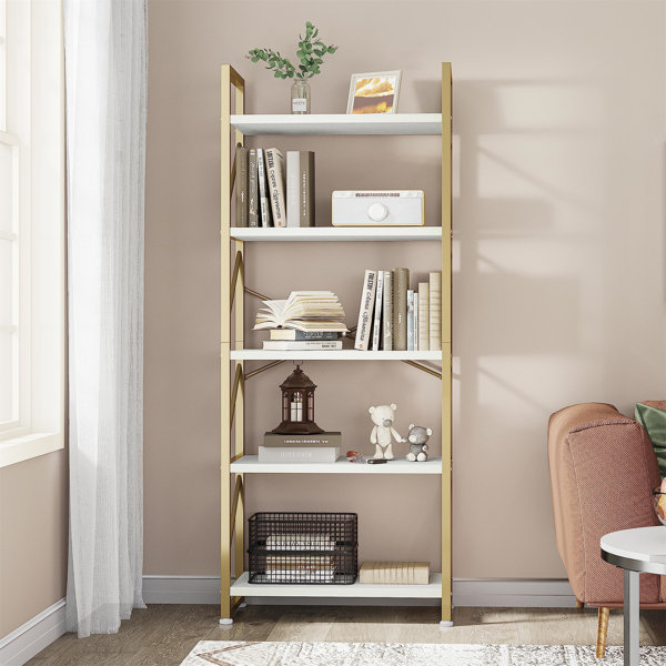 Williston Forge Bookcase 5 Tiers, Floor Standing Book Shelf, Wooden ...