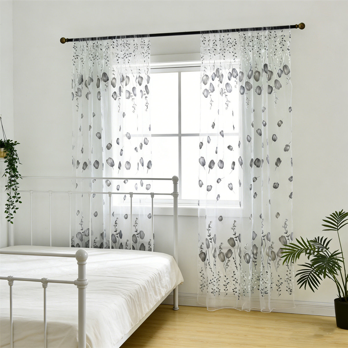 Ophelia & Co. Window Sheer Curtains -Tulips Printing Tulle Curtain Set ...