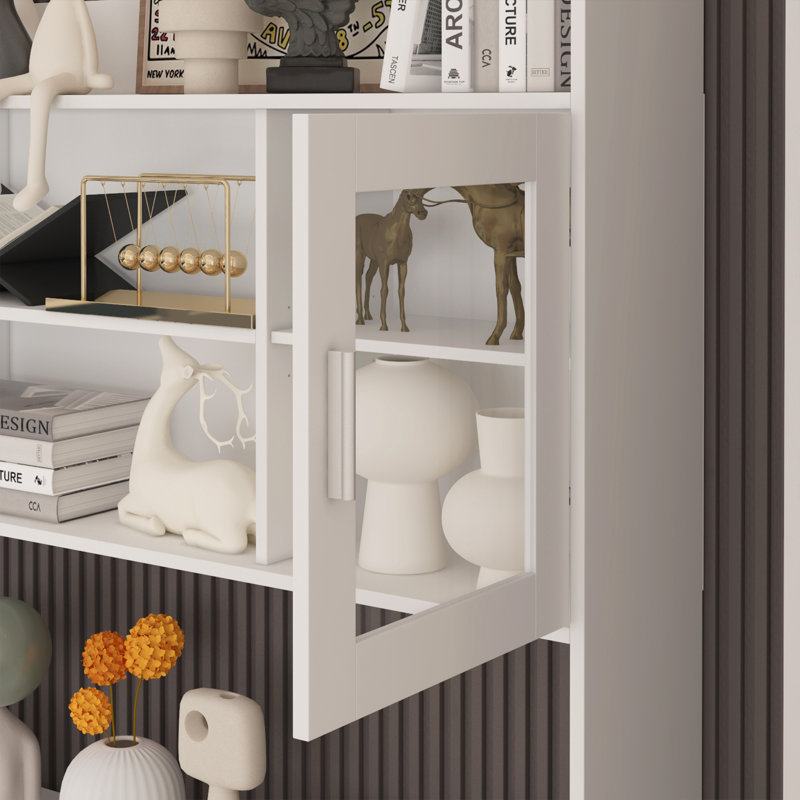 Brayden Studio® Elevating Computer Desk With 68.5'' W Bookcase ...