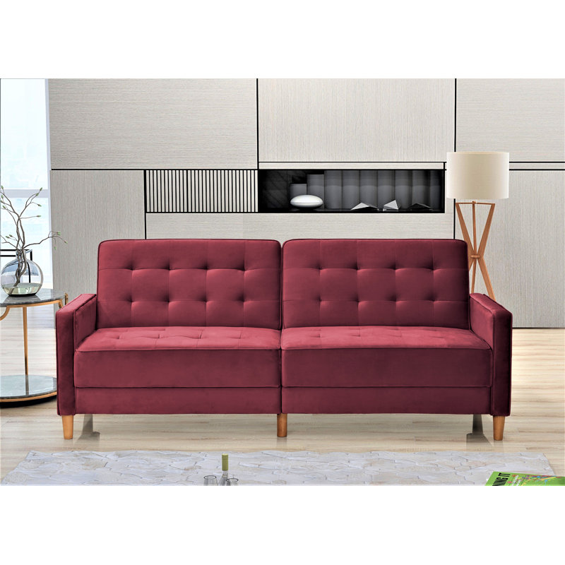 Corrigan Studio® Stetson 80" Velvet Square Arm Sofa Bed & Reviews | Wayfair