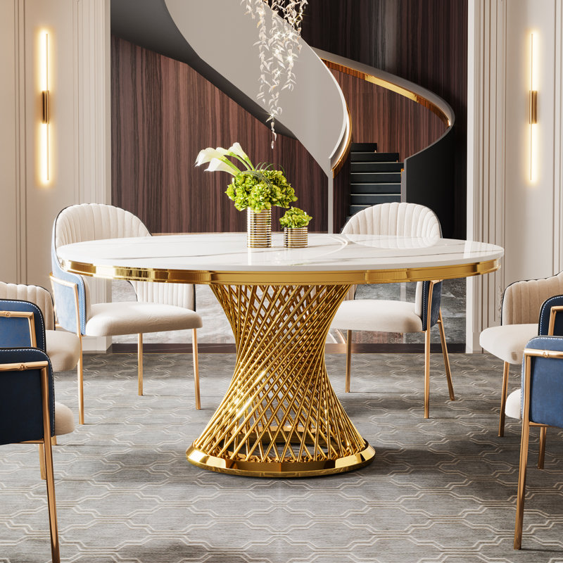Willa Arlo™ Interiors Averill Round 59'' Dining Table, Luxury Sintered ...