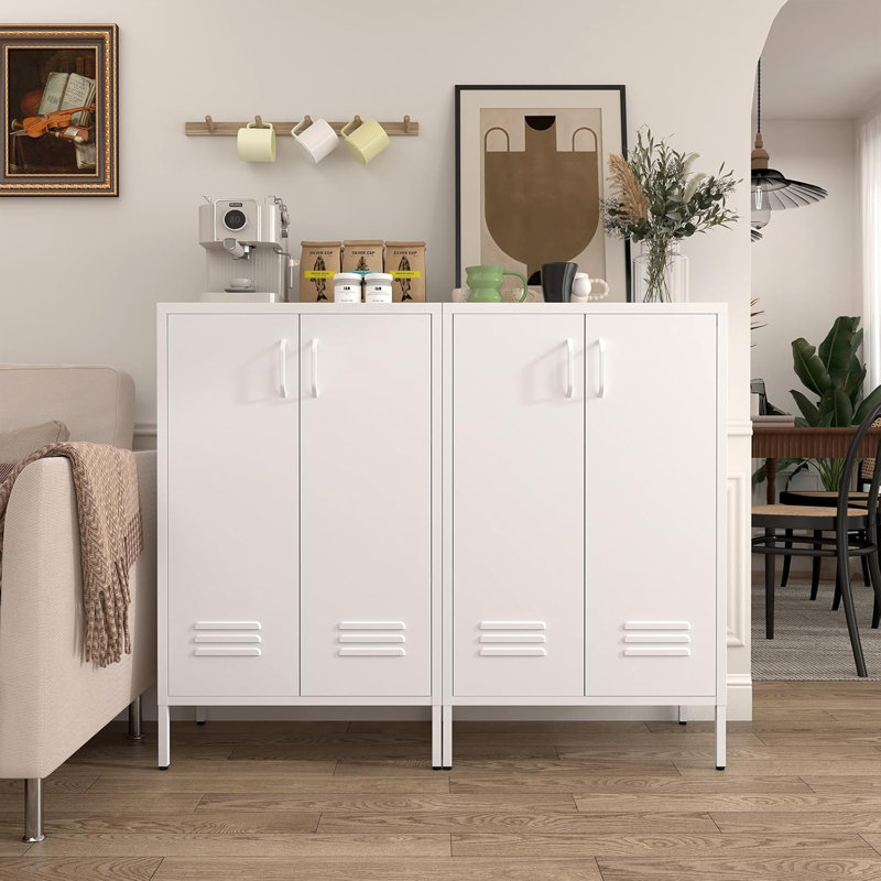 Ebern Designs 41.96" H White Metal Locker Cabinet,metal Locker Storage ...