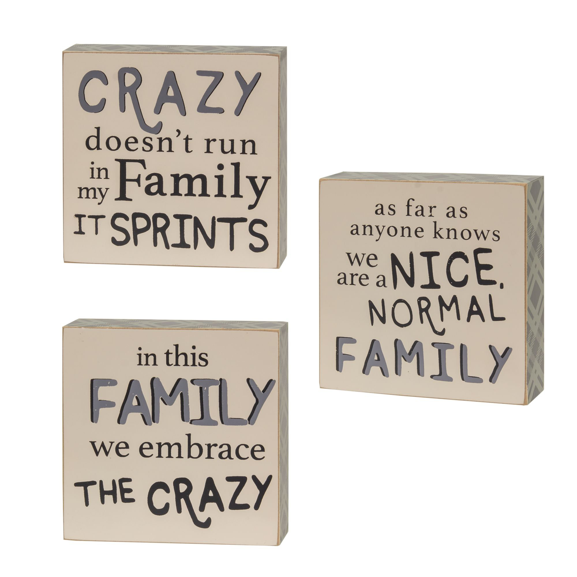 Trinx 3 Piece Nice Normal Family Buffalo Check Box Sign Set | Wayfair