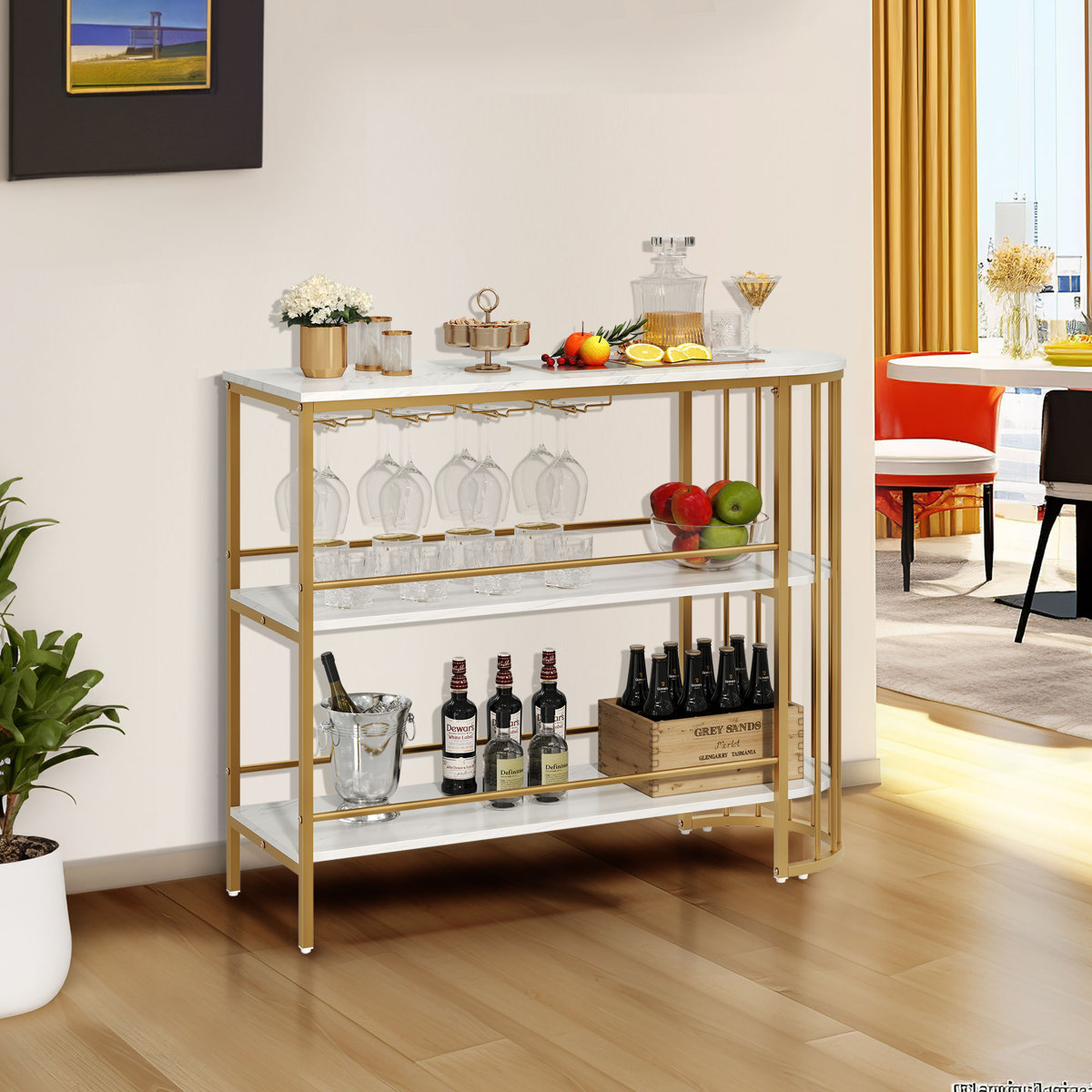 Willa Arlo™ Interiors Tavion Partition Home Bar Storage Shelve with ...