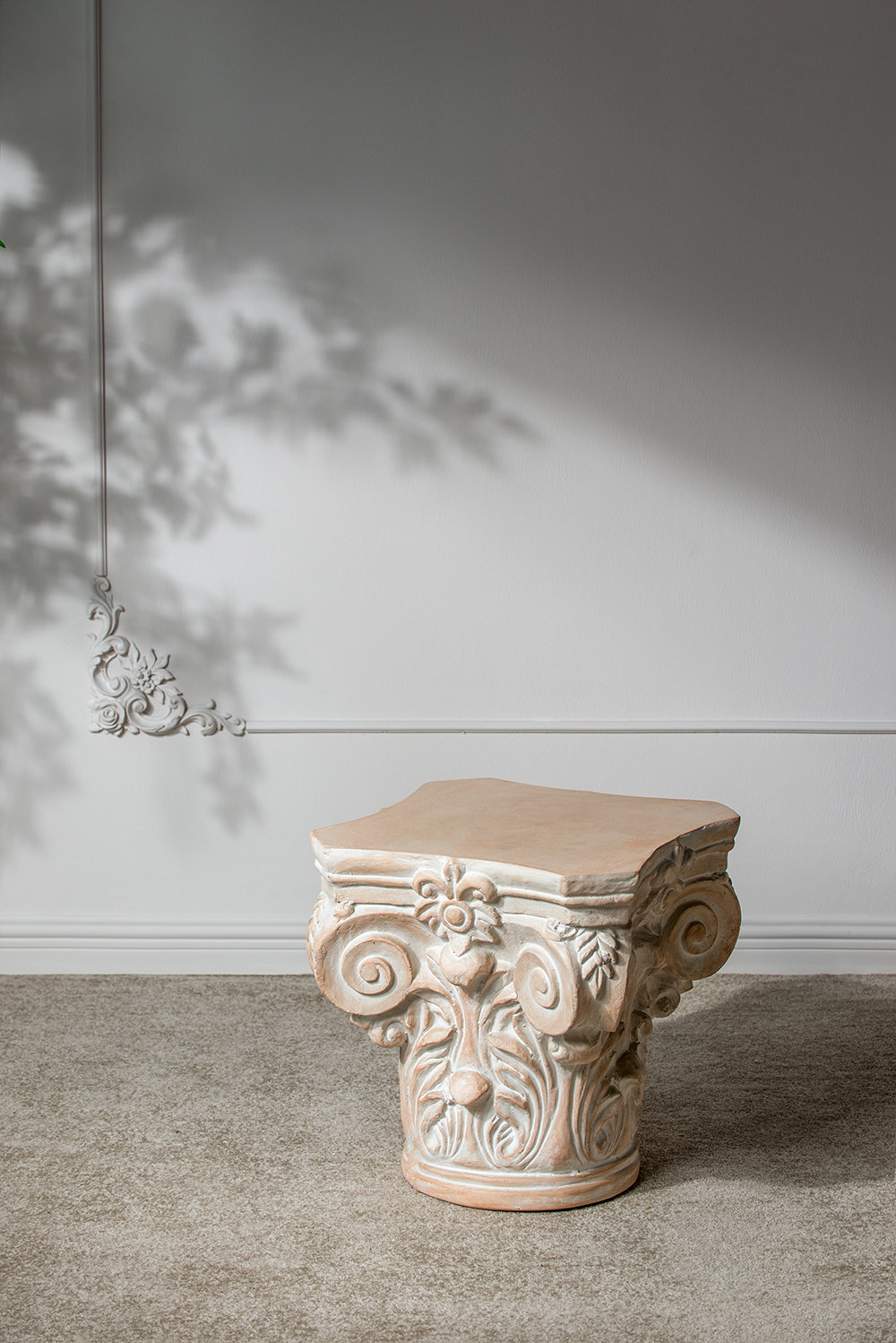 Ophelia & Co. Roman Cream Column Cap Pedestal - Large - 18x18x18.5 ...