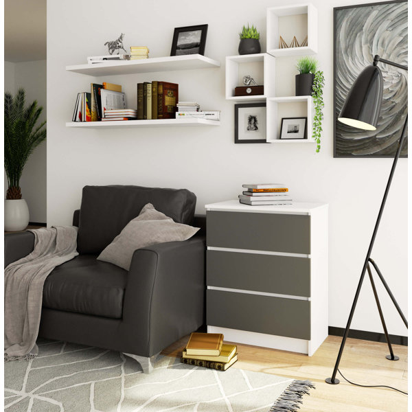 17 Stories Chest of drawers 17 Stories K60 white 60cm 3 drawers front ...