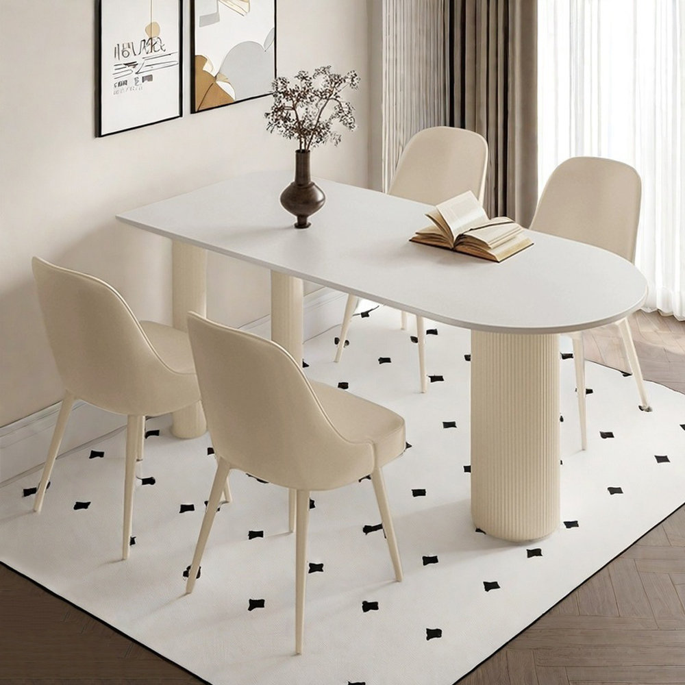 HEshihome Modern White Sintered Stone Dining Table Sets | Wayfair