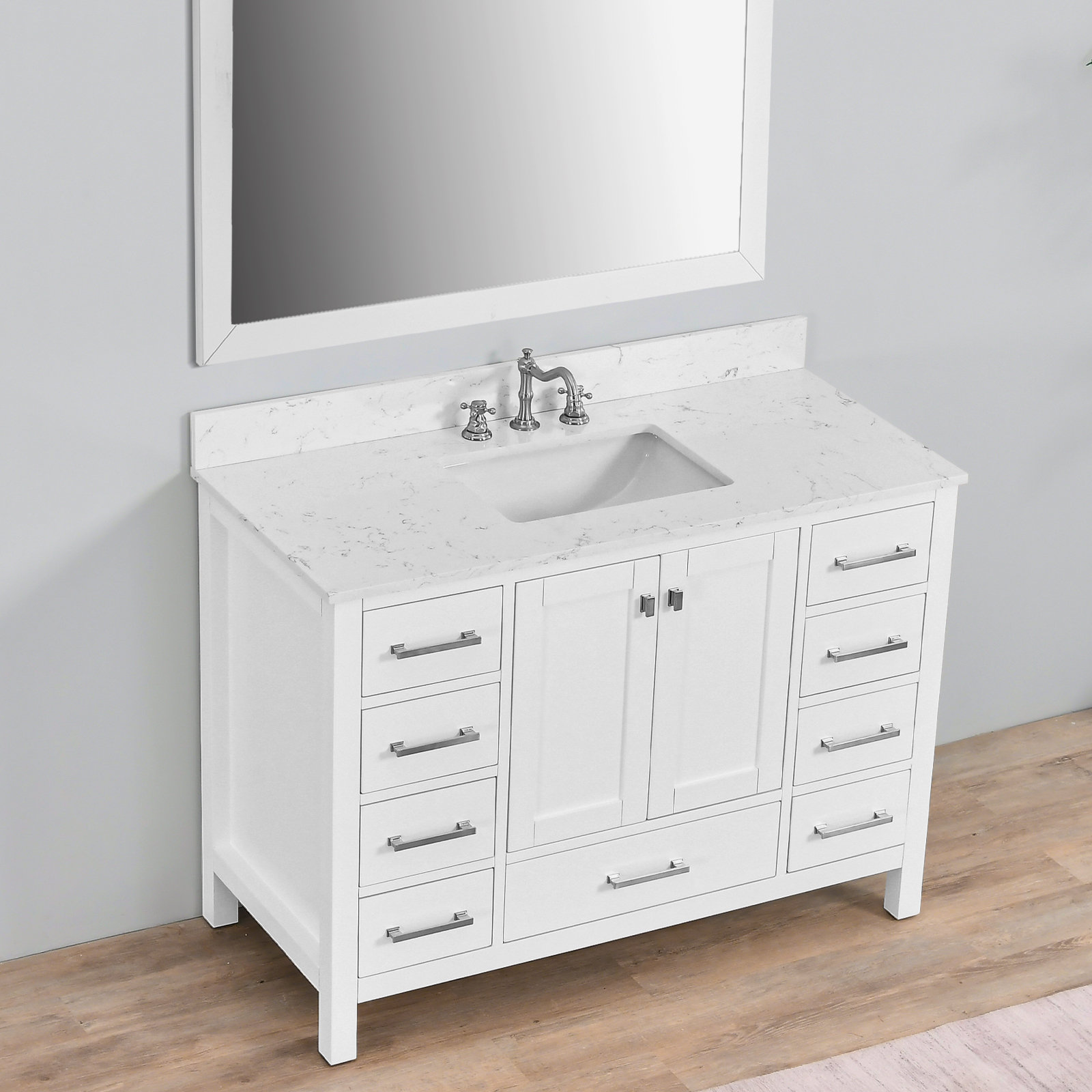 Enyibath 48 Inch Engineered Stone Bathroom Vanity Top With Sink | Wayfair