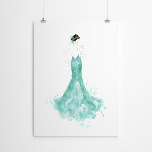 Rosdorf Park Mint Mermaid Dress Fashion Illustration by Blursbyai ...