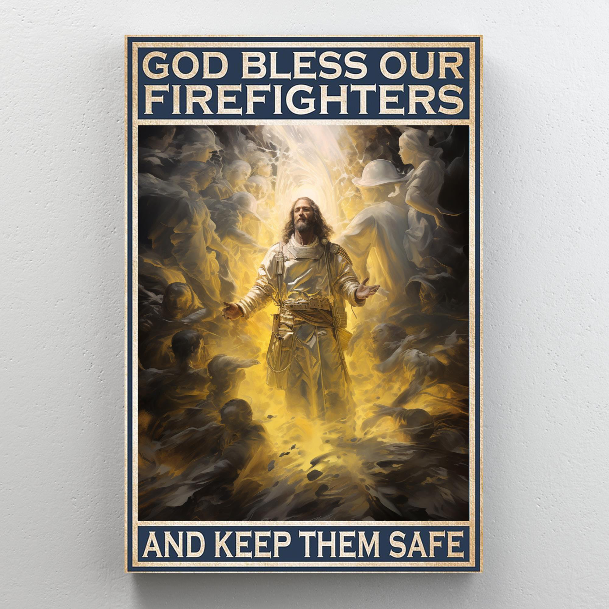 Trinx God Bless Our Firefighters - 1 Piece Rectangle Graphic Art Print ...