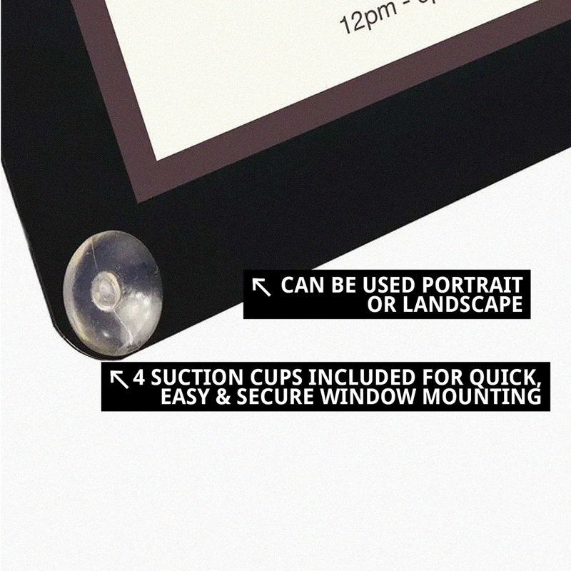 Azar Displays Black Window Sign Holder Frame with Suction Cups | Wayfair