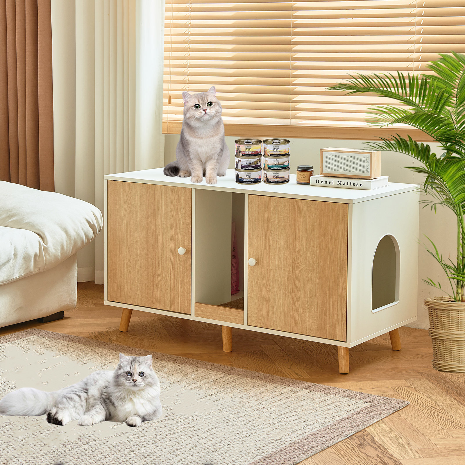 Tucker Murphy Pet™ 42.5" x 19.6" Cat Litter Box Enclosures for 2 Cats ...