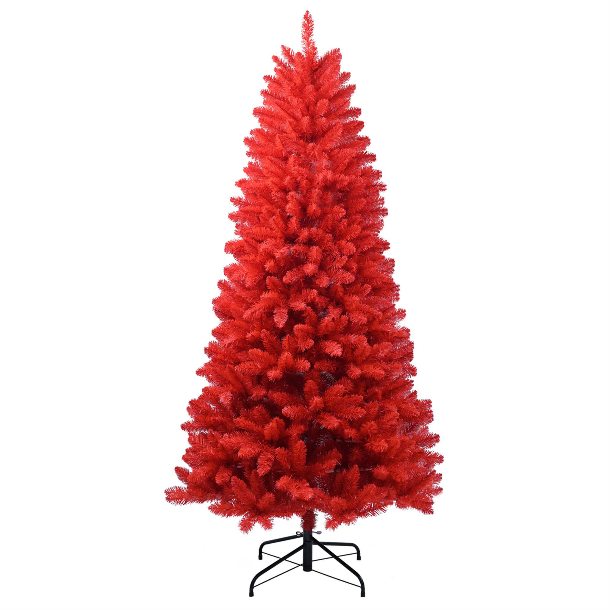 Mercer41 5FT Pure Red PVC Christmas Tree with 624 Tips, Hinged Branches ...
